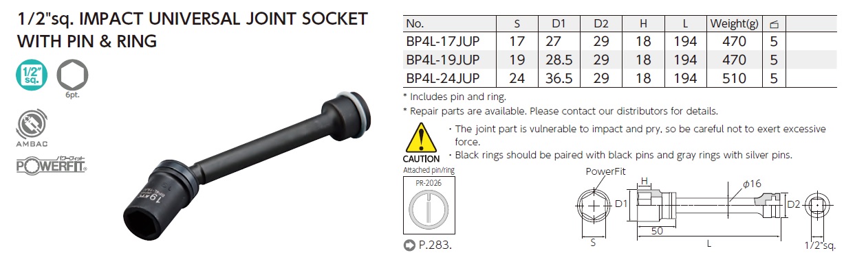 Ichiban Precision Sdn Bhd - KTC - KTC Impact Universal Joint Socket with Pin & Ring